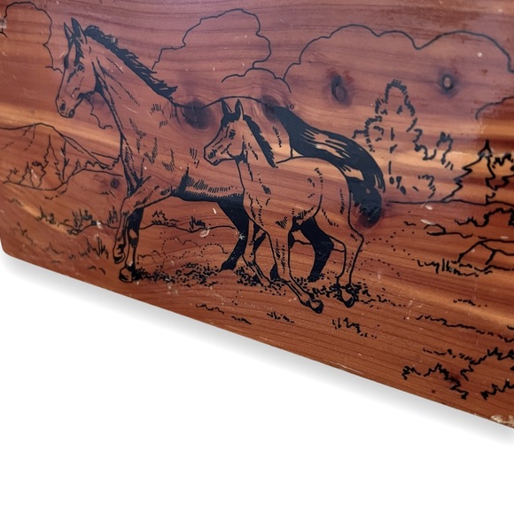 Accents | Vintage Cedar Chest With Horse And Foal Jewelry Keepsake ...